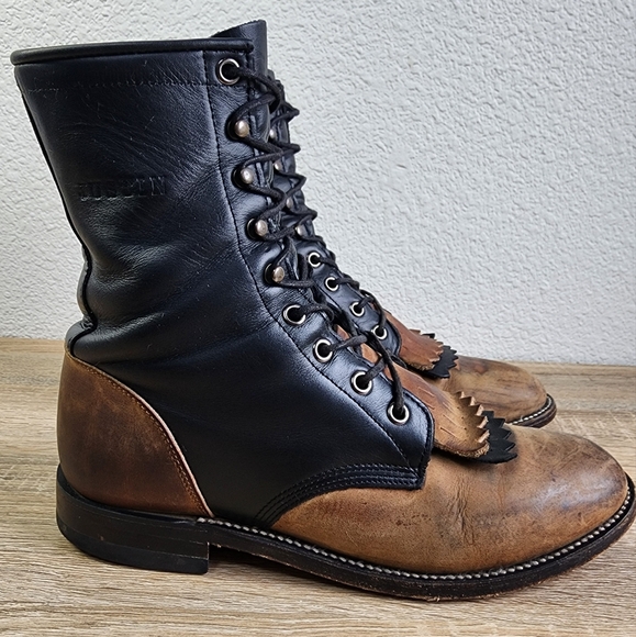 Justin Boots | Shoes | Justin Ropers Two Toned Leather Lace Up Tall ...